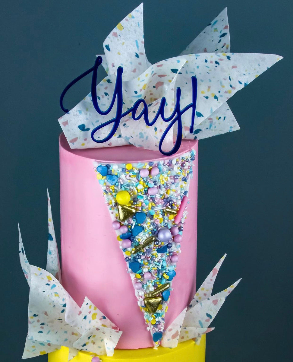 Celebratory 'Yay!' - Acrylic Cake Topper – Burnt Island Occasions LTD